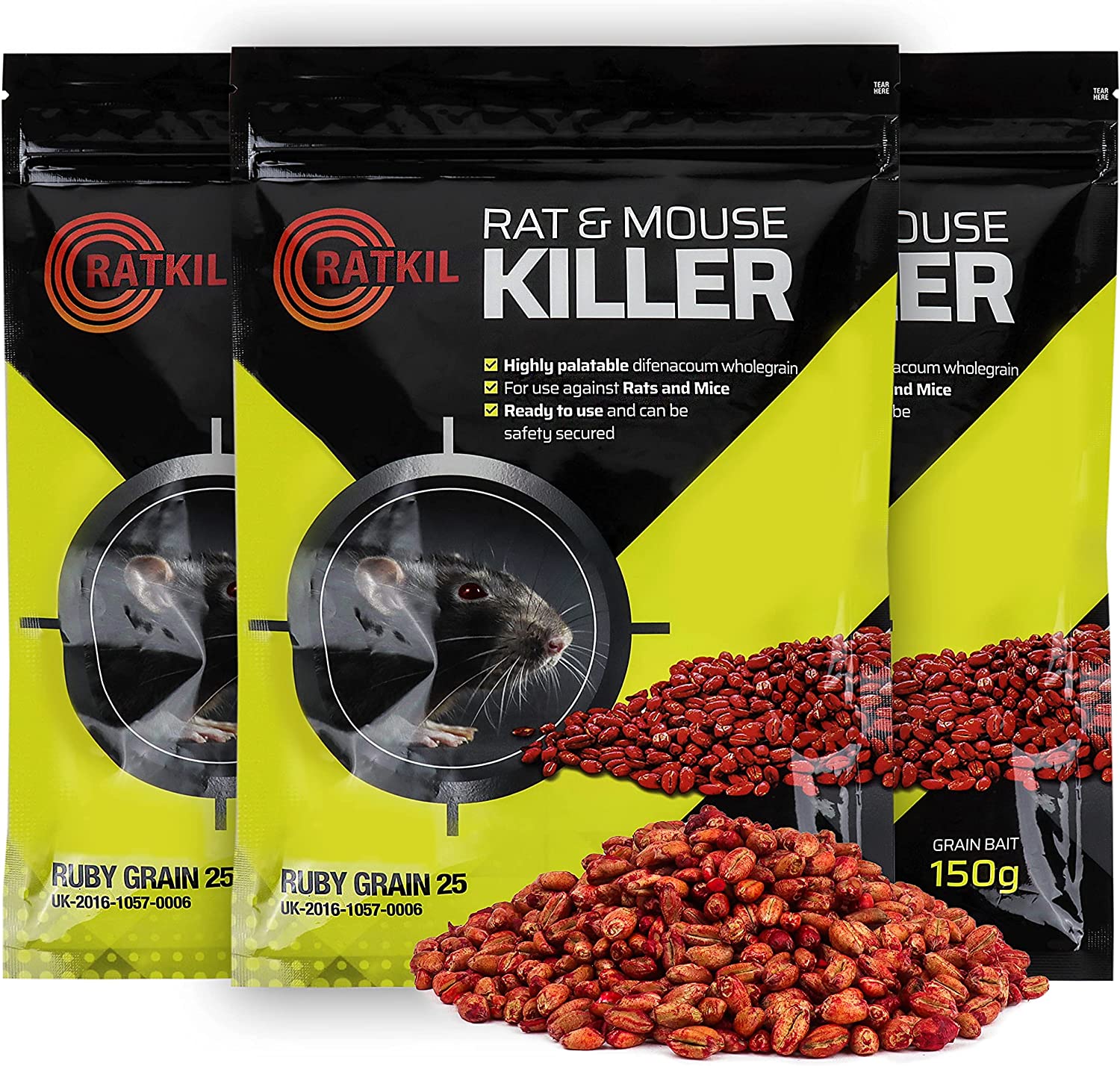 Ratkil Rat & Mouse Killer Poison Grain (18 x25g) Strongest Maximum Str